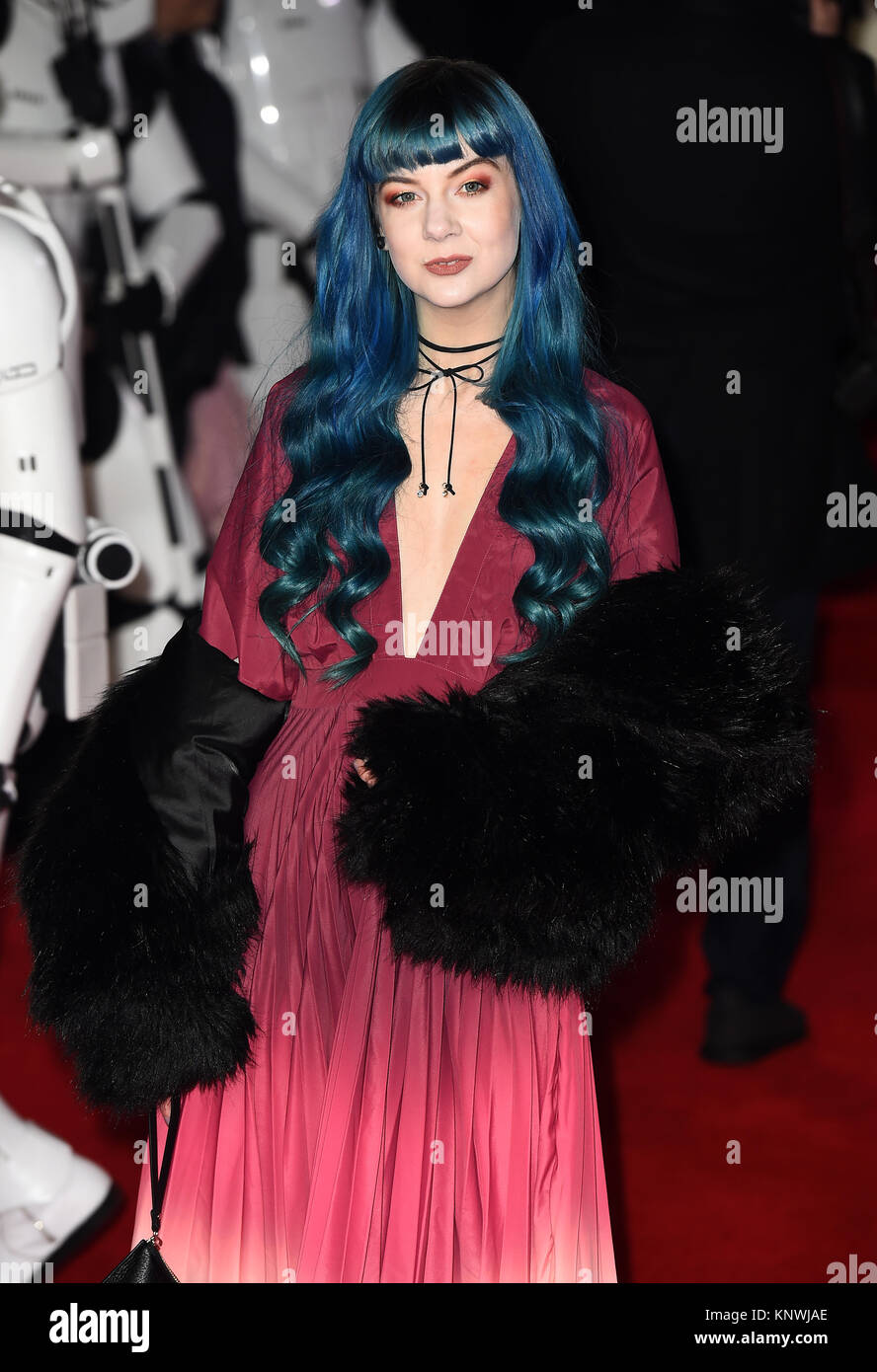 Zoe London attending the european premiere of Star Wars: The Last Jedi ...