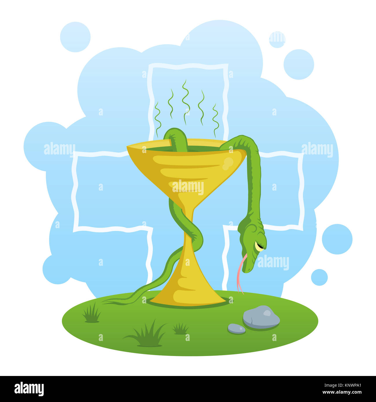 Dead snake in cup of poison - vector illustration Stock Photo - Alamy