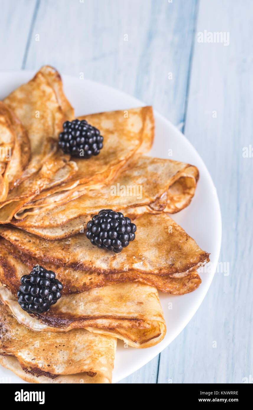 Pile of crepes on the plate Stock Photo - Alamy