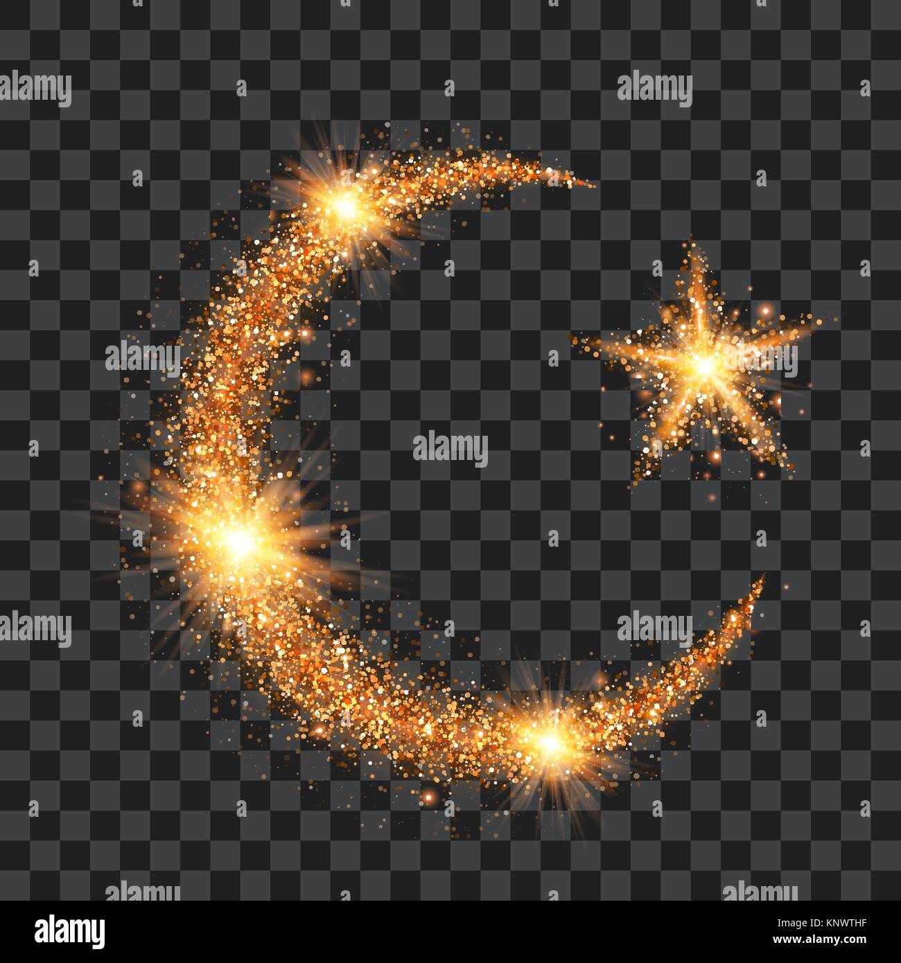 Golden particles wave in form of crescent and star Stock Vector Image ...