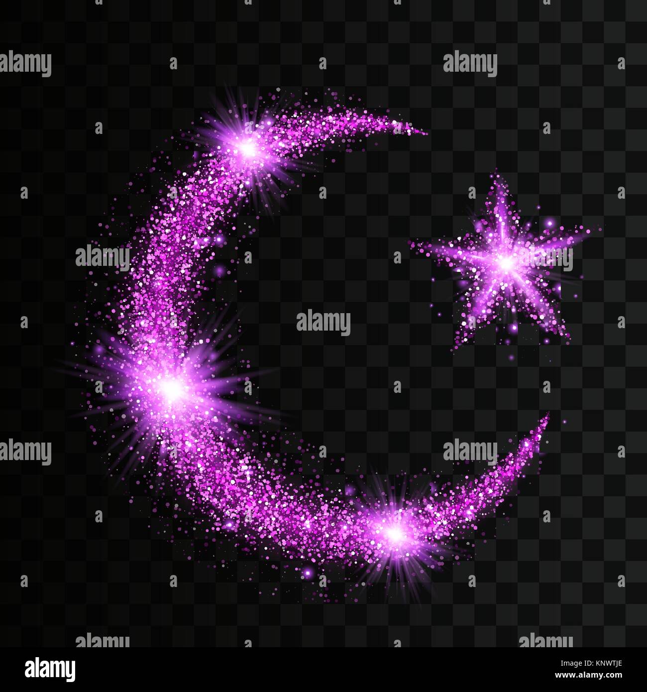 Purple particles wave in form of crescent and star Stock Vector Image ...
