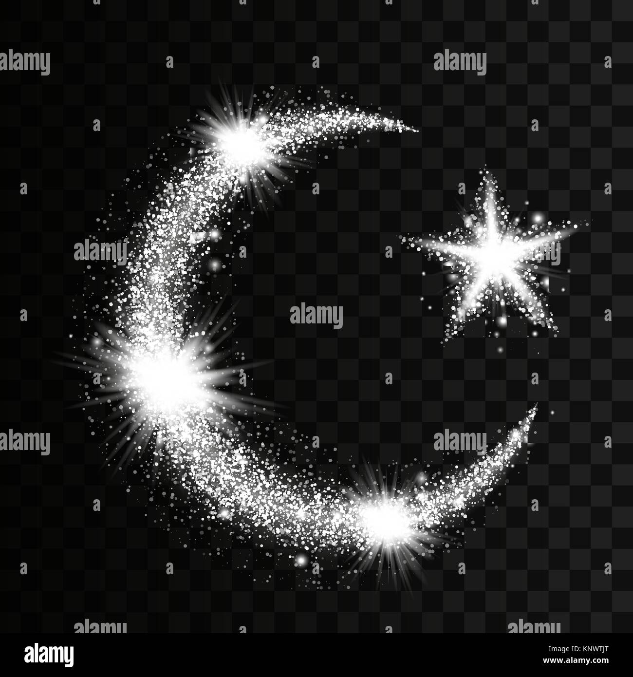Silver particles wave in form of crescent and star Stock Vector Image ...