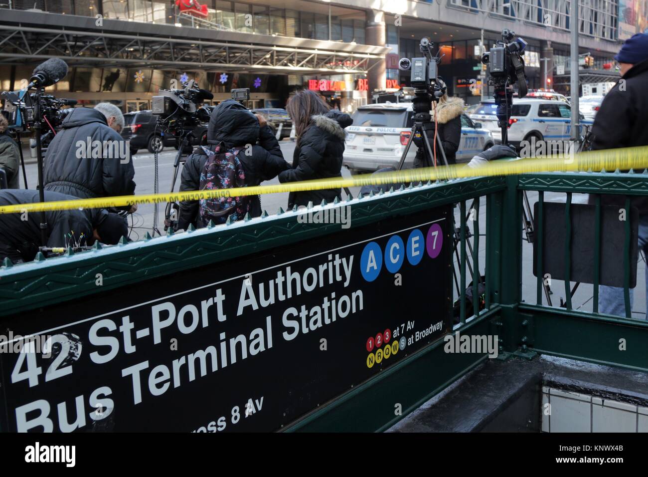 New York, NY, US. 12th. Dec, 2017. NYPD personnel on crowd control duty ...