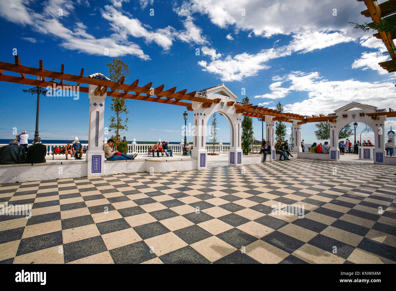 Spain Benidorm: Square of the Mediterranean terrace Stock Photo - Alamy