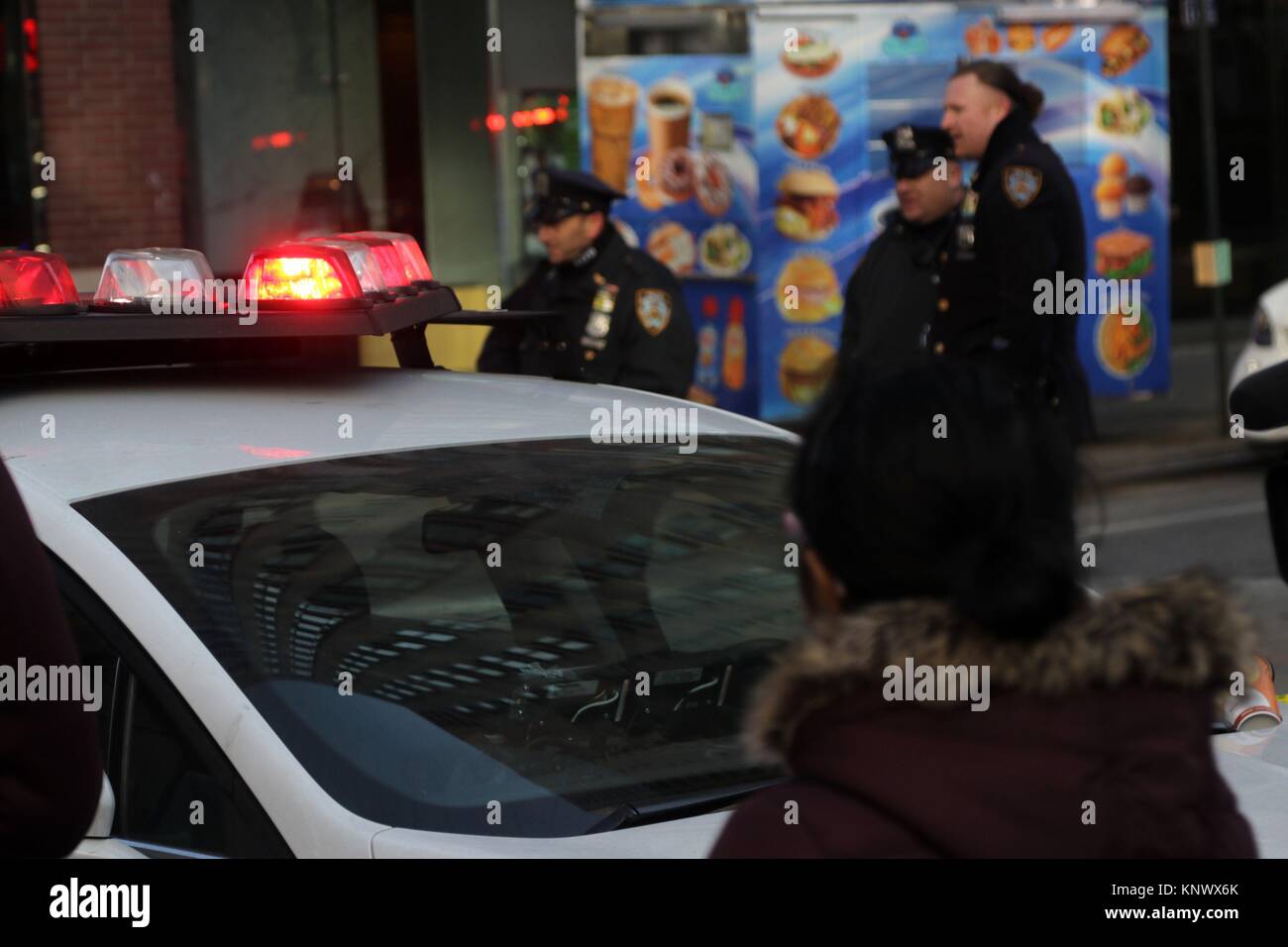New York, NY, US. 12th. Dec, 2017. NYPD personnel on crowd control duty ...