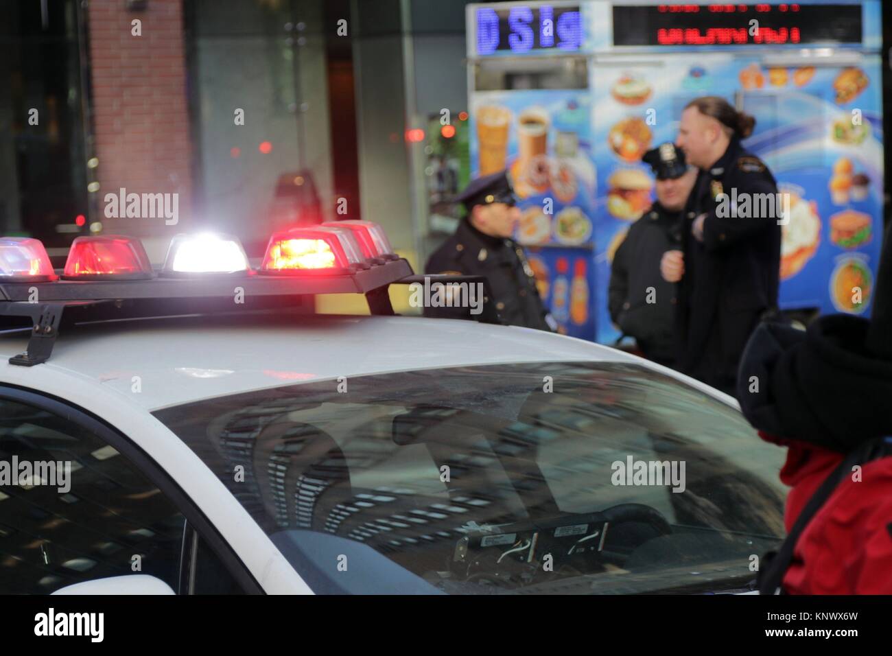 New York, NY, US. 12th. Dec, 2017. NYPD personnel on crowd control duty ...
