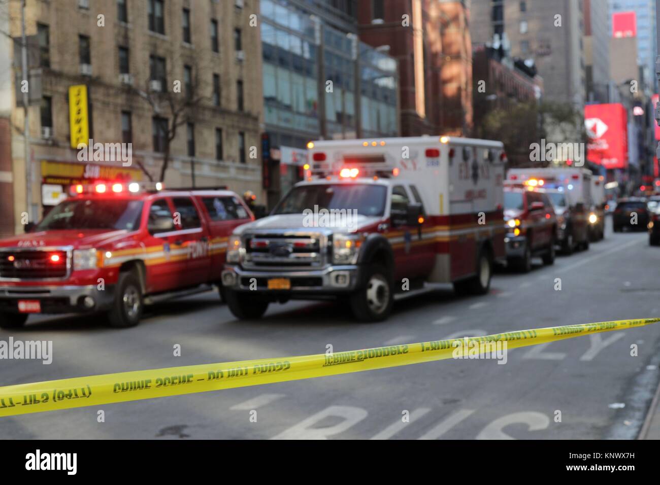 New York, NY, US. 12th. Dec, 2017. Fire services and EMT personnel on ...