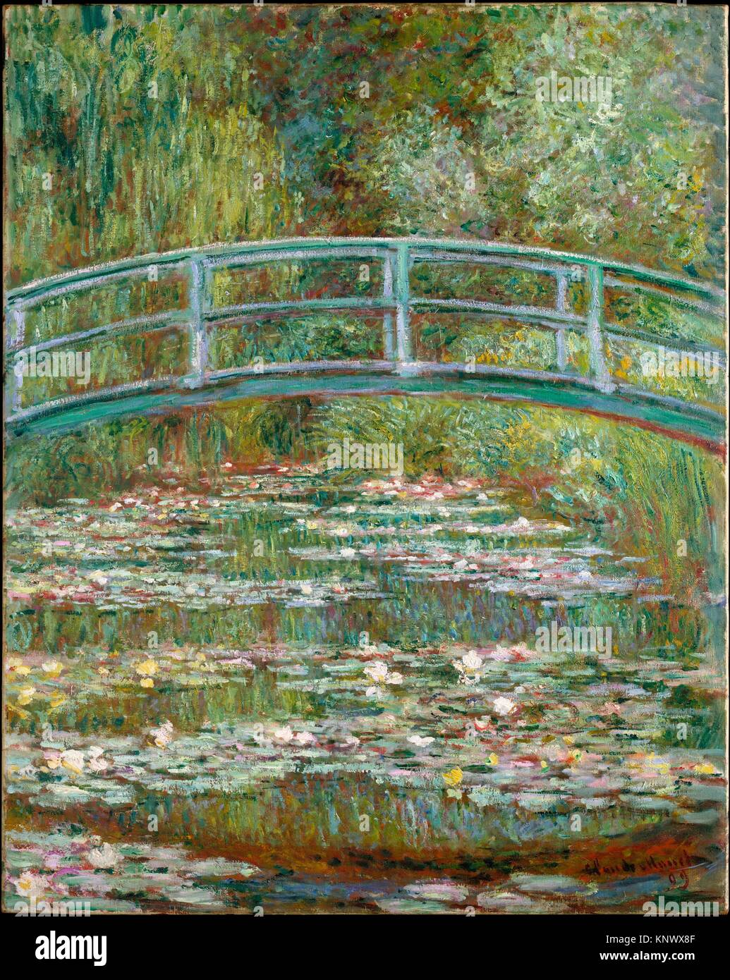 Bridge over a Pond of Water Lilies. Artist: Claude Monet (French Stock ...