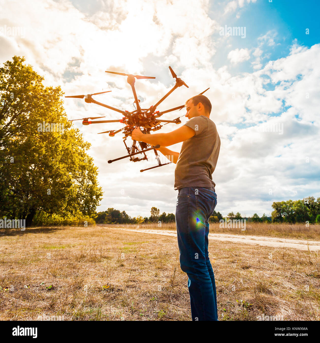 The process of setting up a copter before flight Stock Photo - Alamy