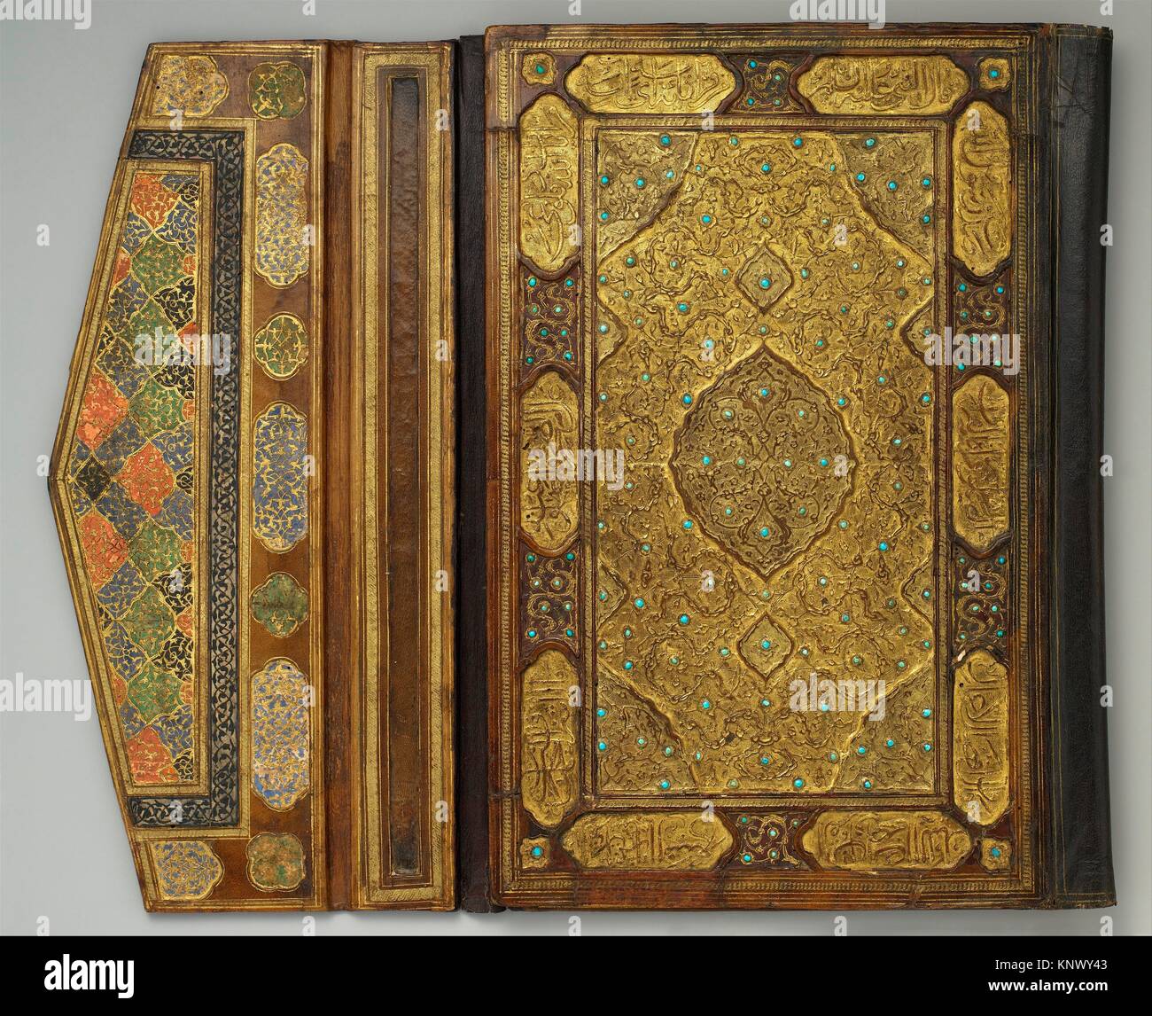Qur´an Bookbinding Inset with Turquoise. Object Name: Bookbinding; Date ...
