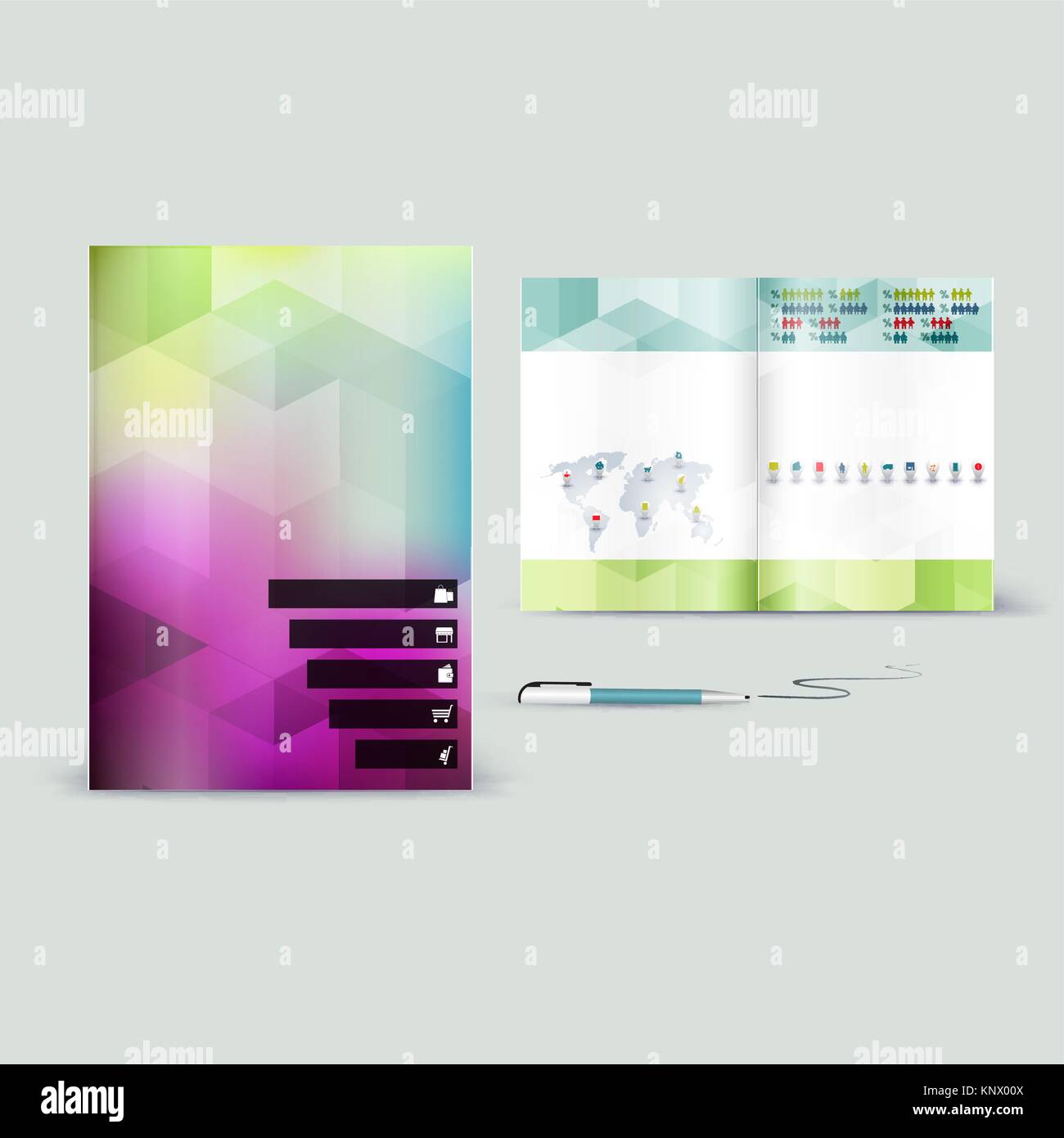 Corporate booklet promotion template with color elements. Vector ...