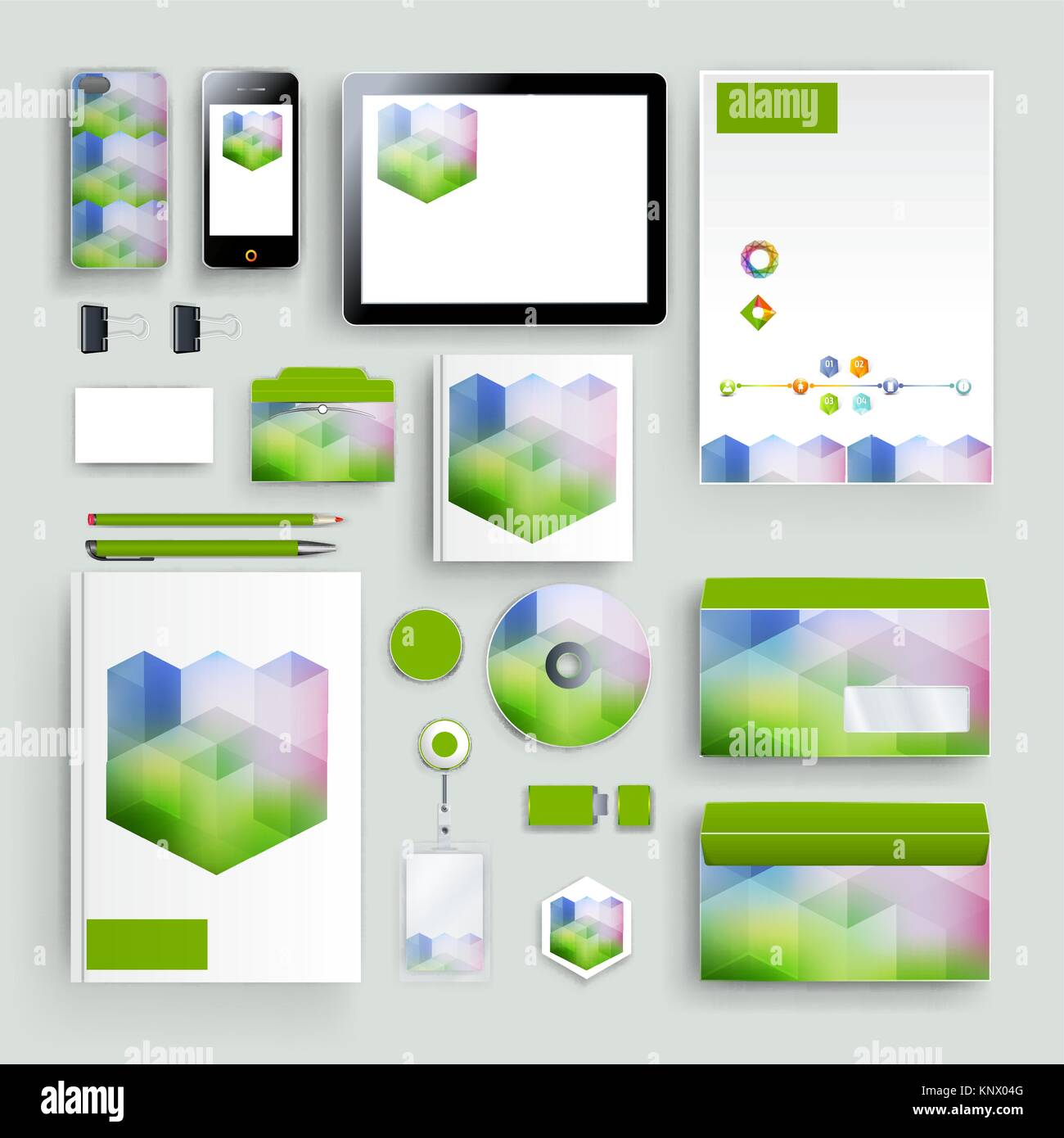 Corporate identity template with color elements. Vector company ...