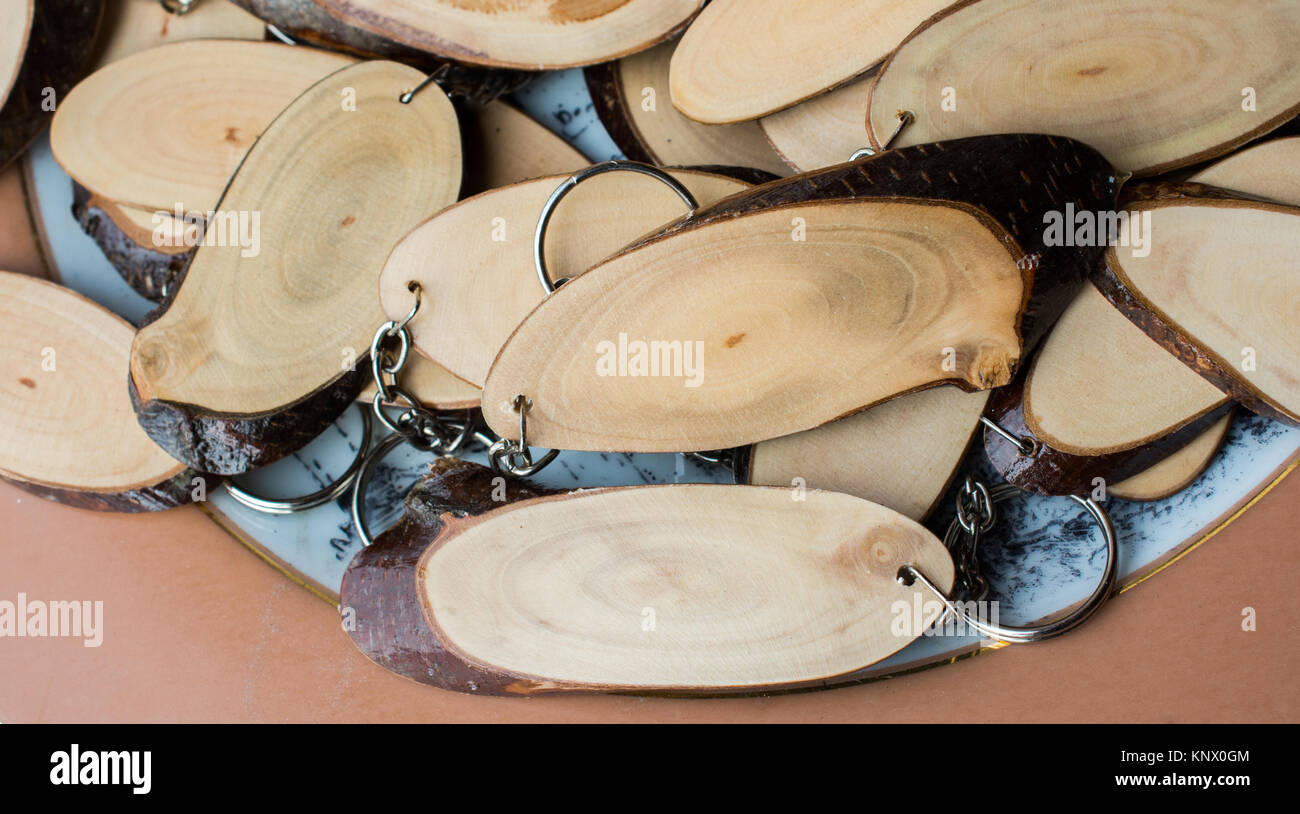 Wood Log cut in round thin pieces in view Stock Photo - Alamy