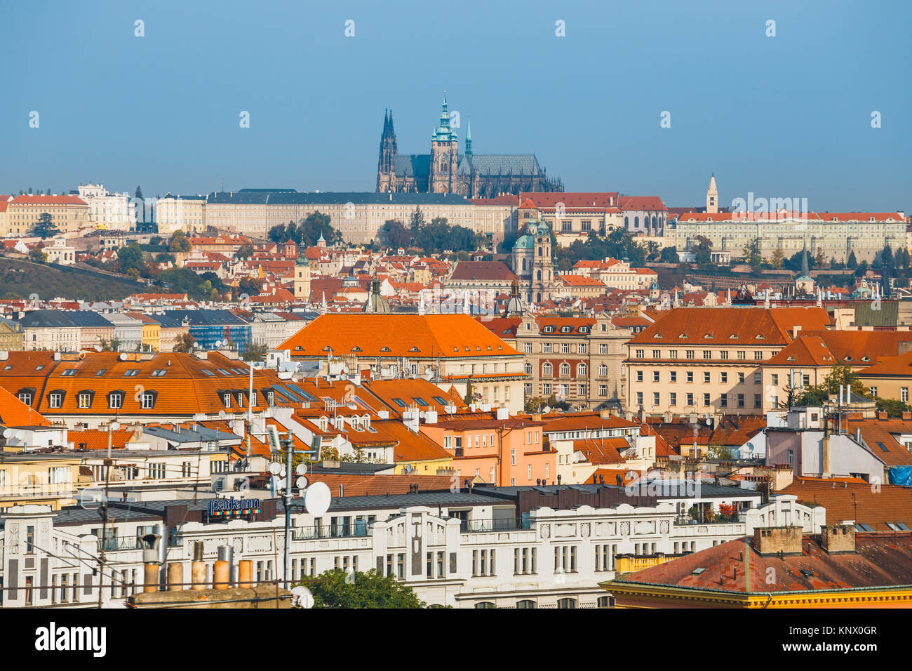 View of Prague from the hill of Vysehrad fort, Czech Republic Stock ...