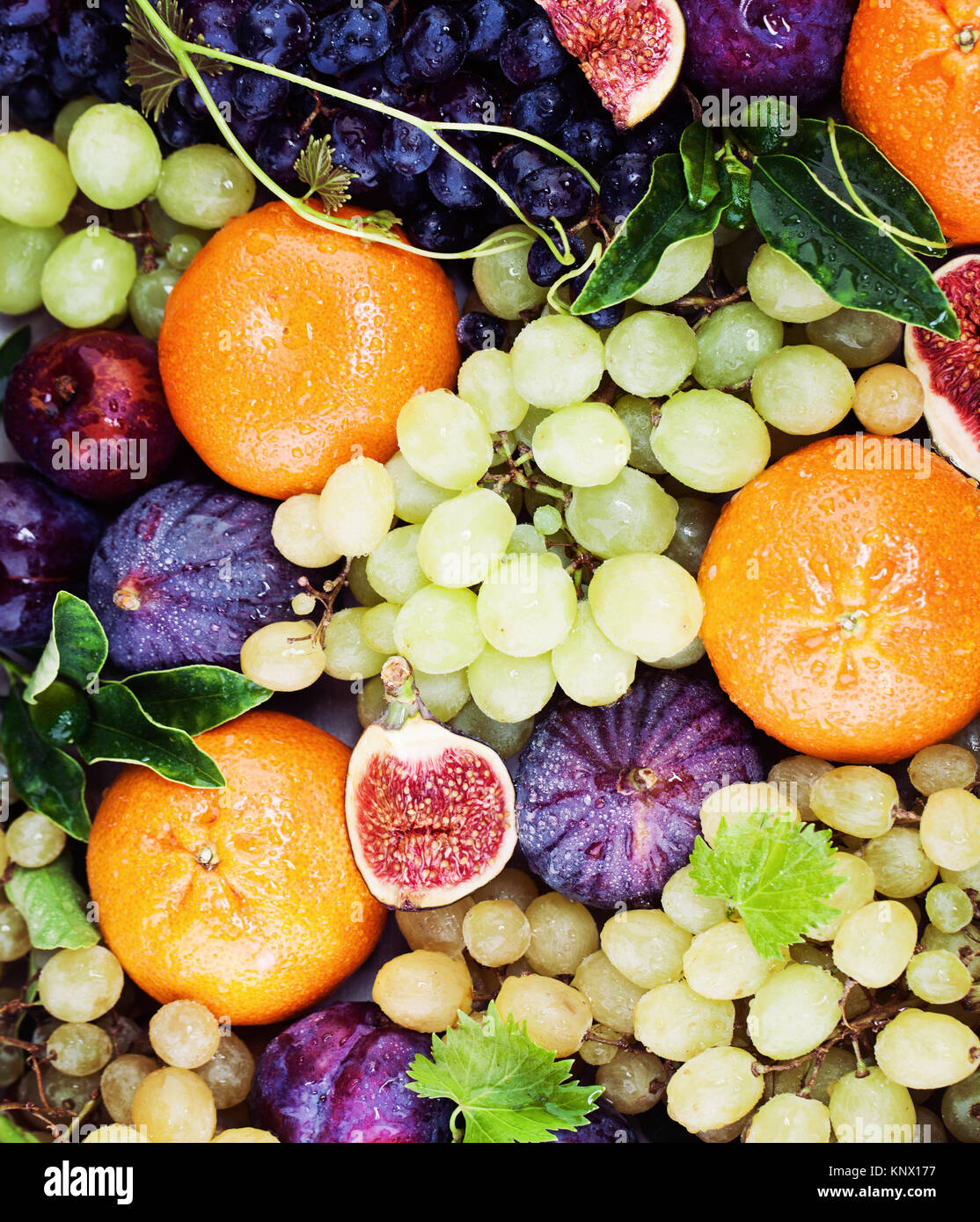 Colorful Fruit, Summer Food Background with Grape, Orange, Figs Stock ...