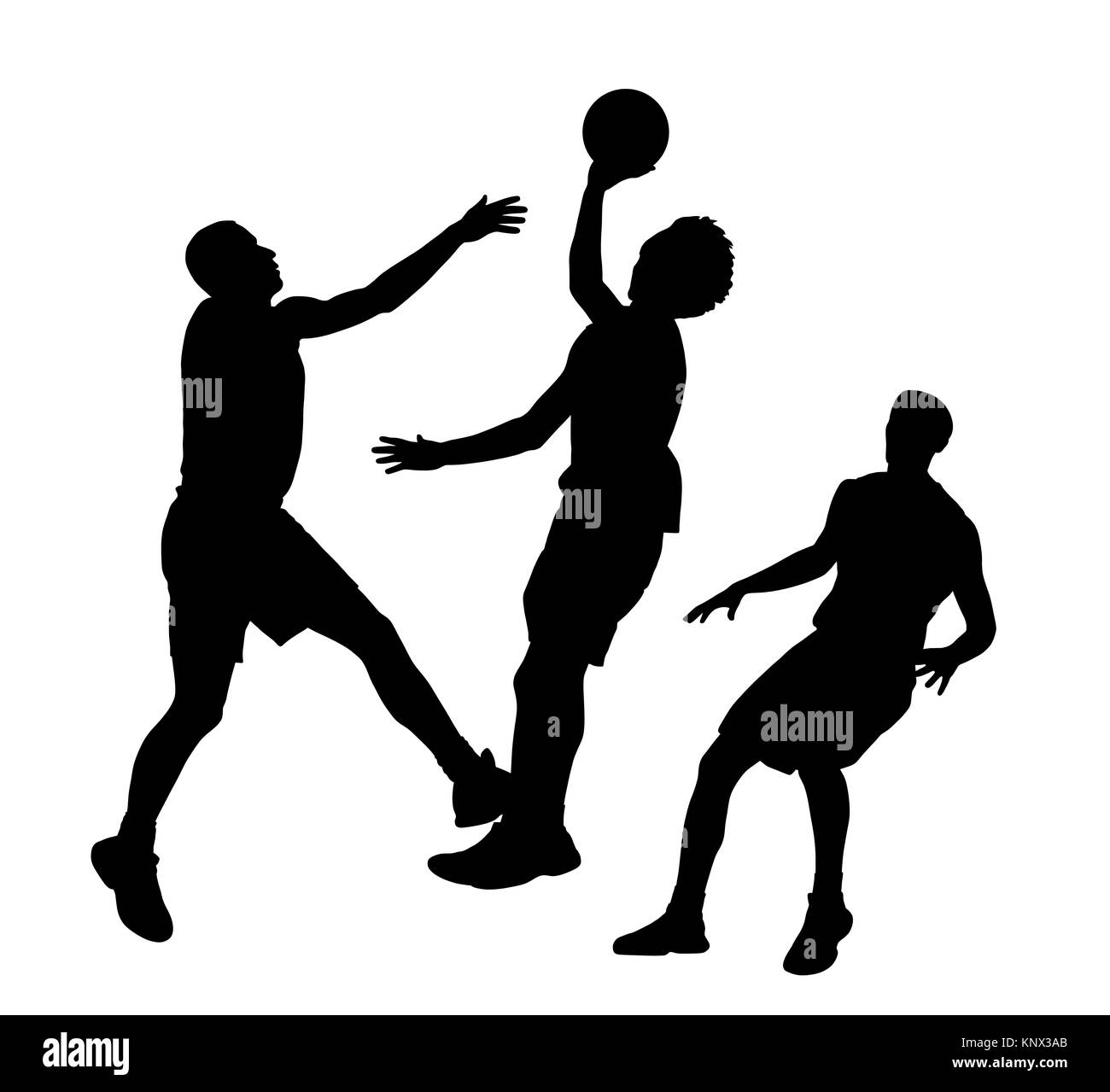 Three men basketball players in action Stock Photo - Alamy