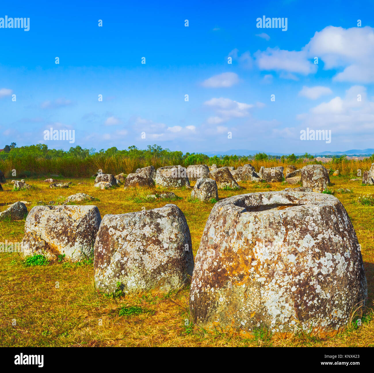 Archaeological landscape The Plain of jars. Laos Stock Photo - Alamy