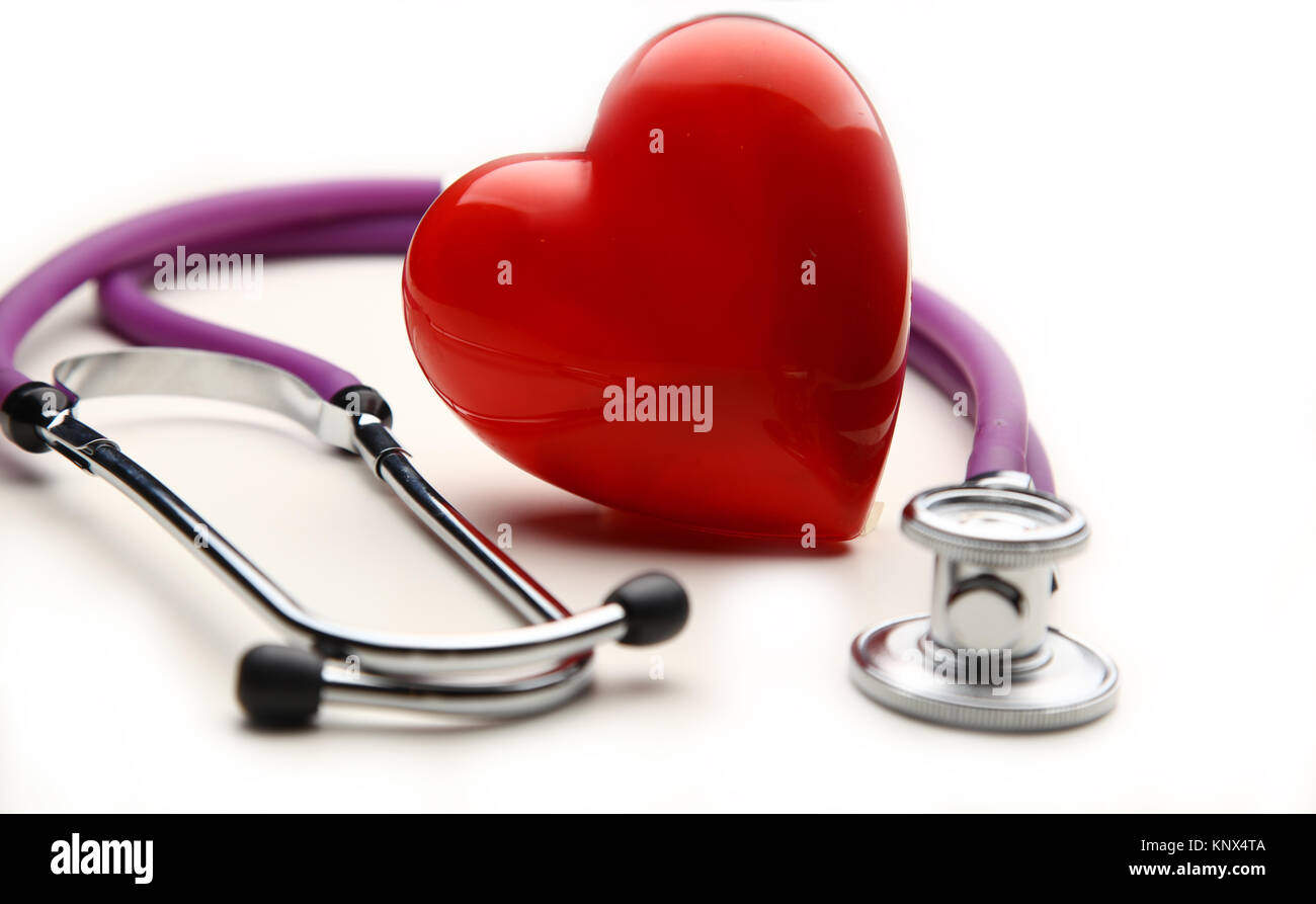Heart with a medical stethoscope, isolated on white background Stock ...