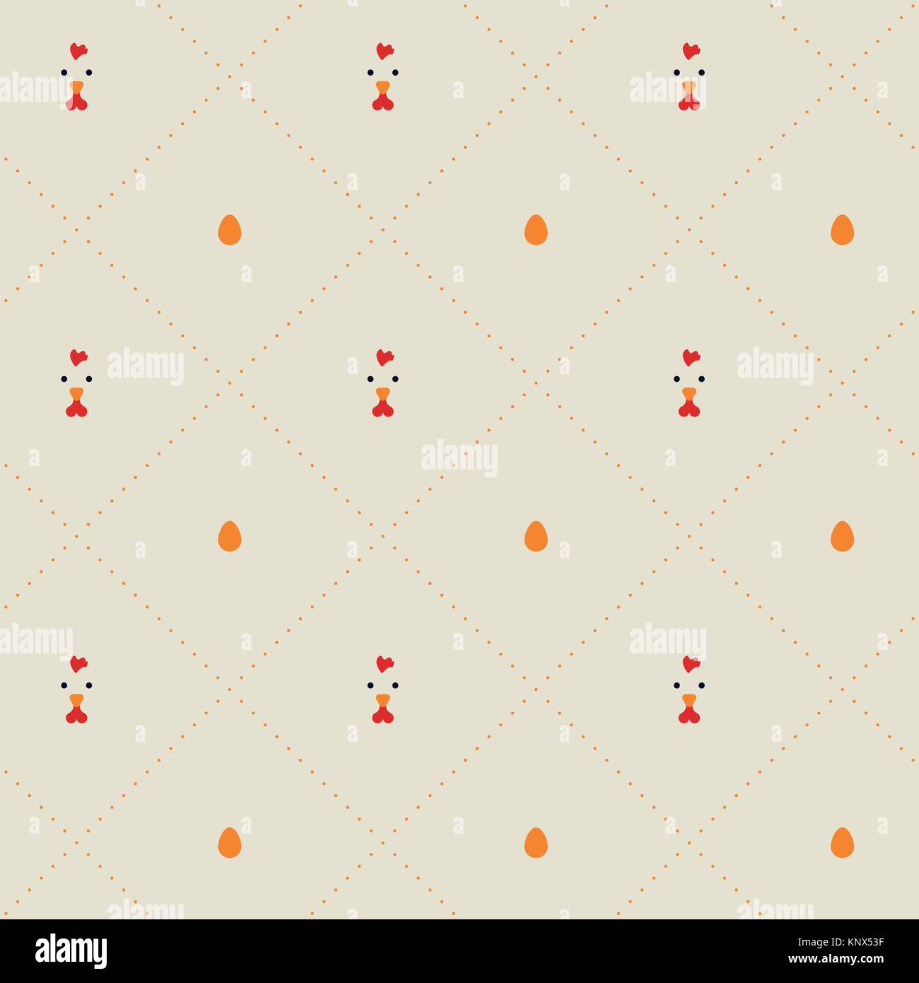 Seamless vector pattern with cute hens eggs and dotted lines Stock ...