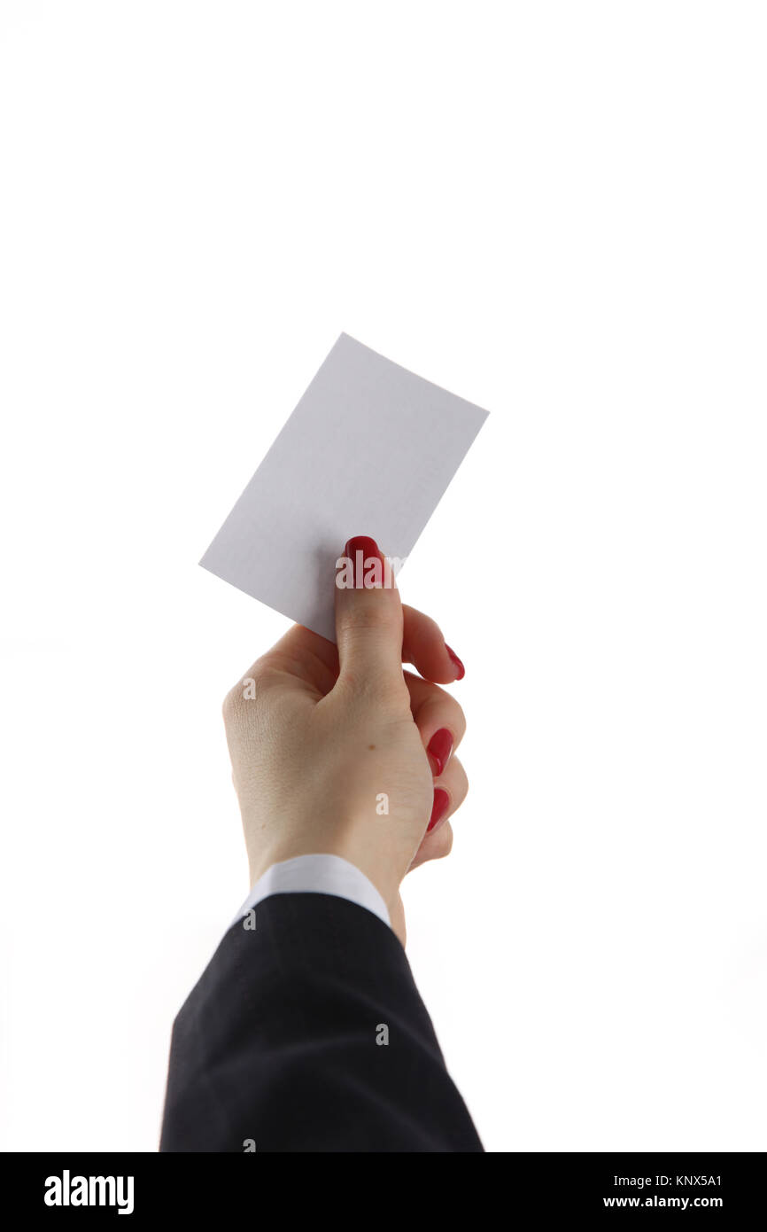 Woman hand giving business card in office Stock Photo - Alamy