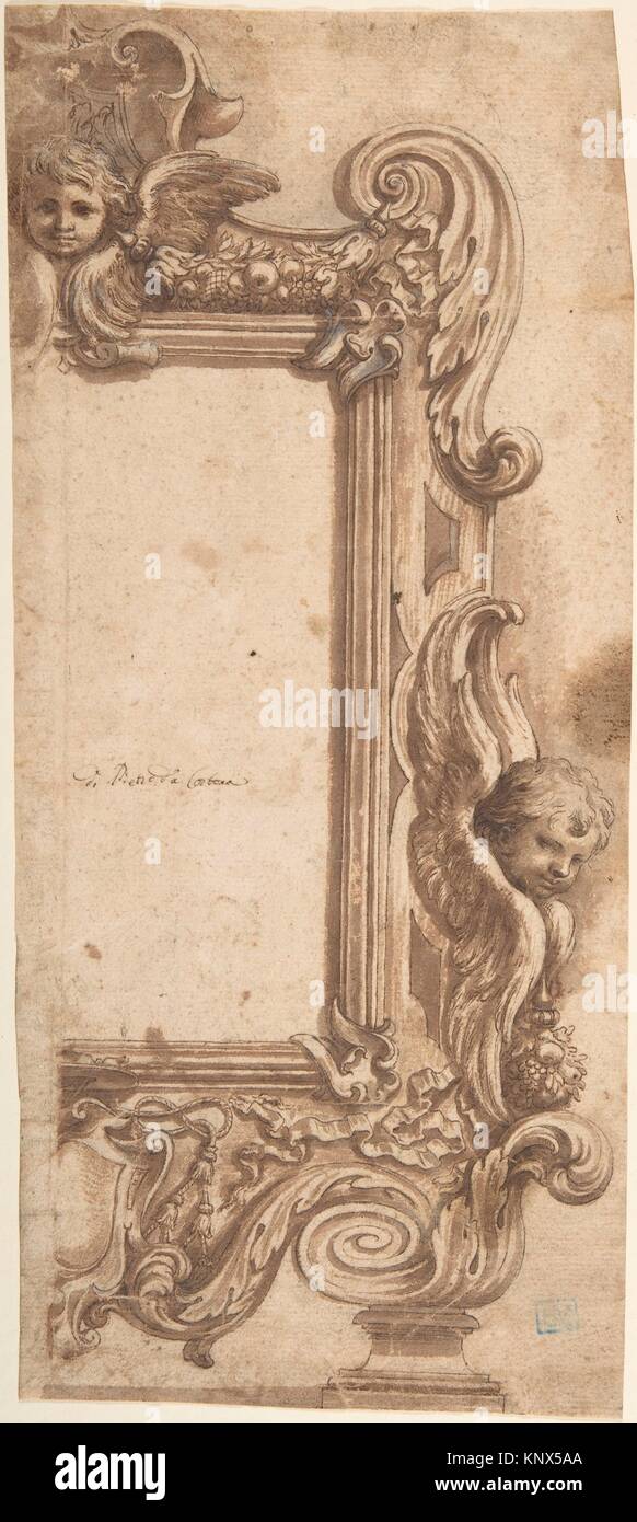 Design for a Half Frame Decorated with Angels, Volutes and Garlands ...