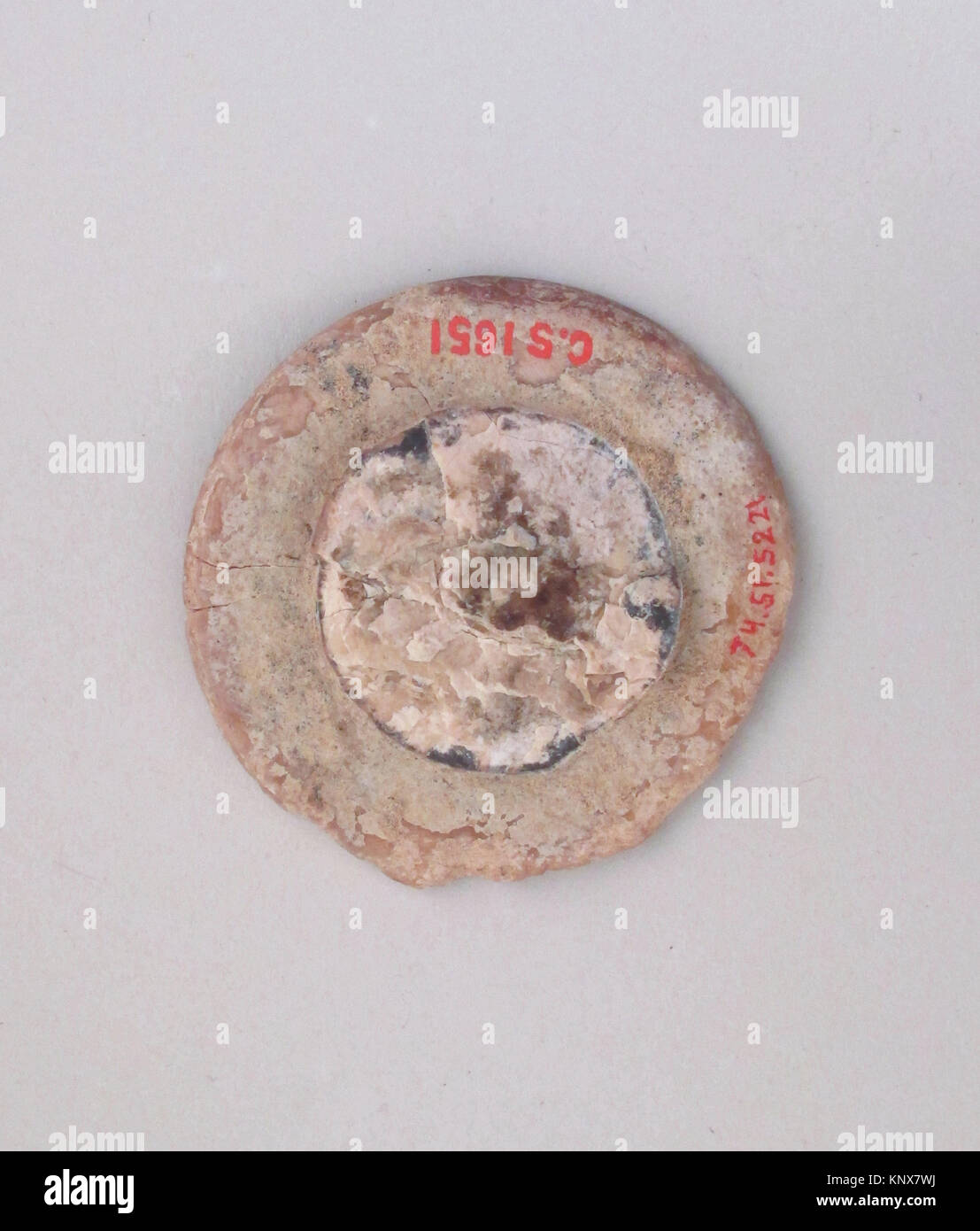 Roundel, disk. Medium: Bone ?; Dimensions: Diameter: 1 11/16 x 3/16 in ...