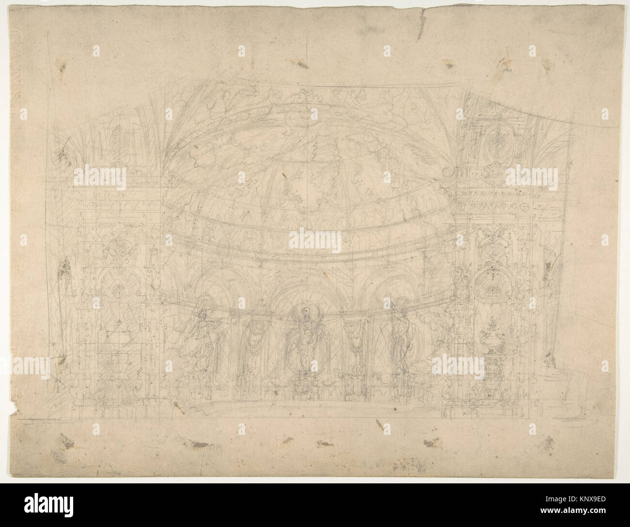 Design for a Stage Set at the Opéra, Paris- Domed Interior (recto ...