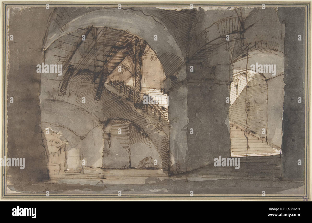 Design for a Stage Set- A Dungeon with High Vaults and a Staircase at ...