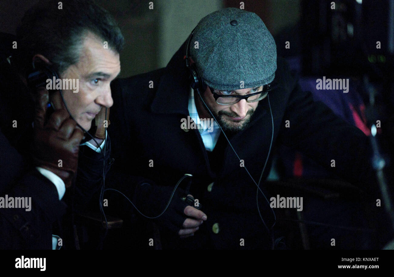 BULLET HEAD, from left, Antonio Banderas, director Paul Solet, on-set ...