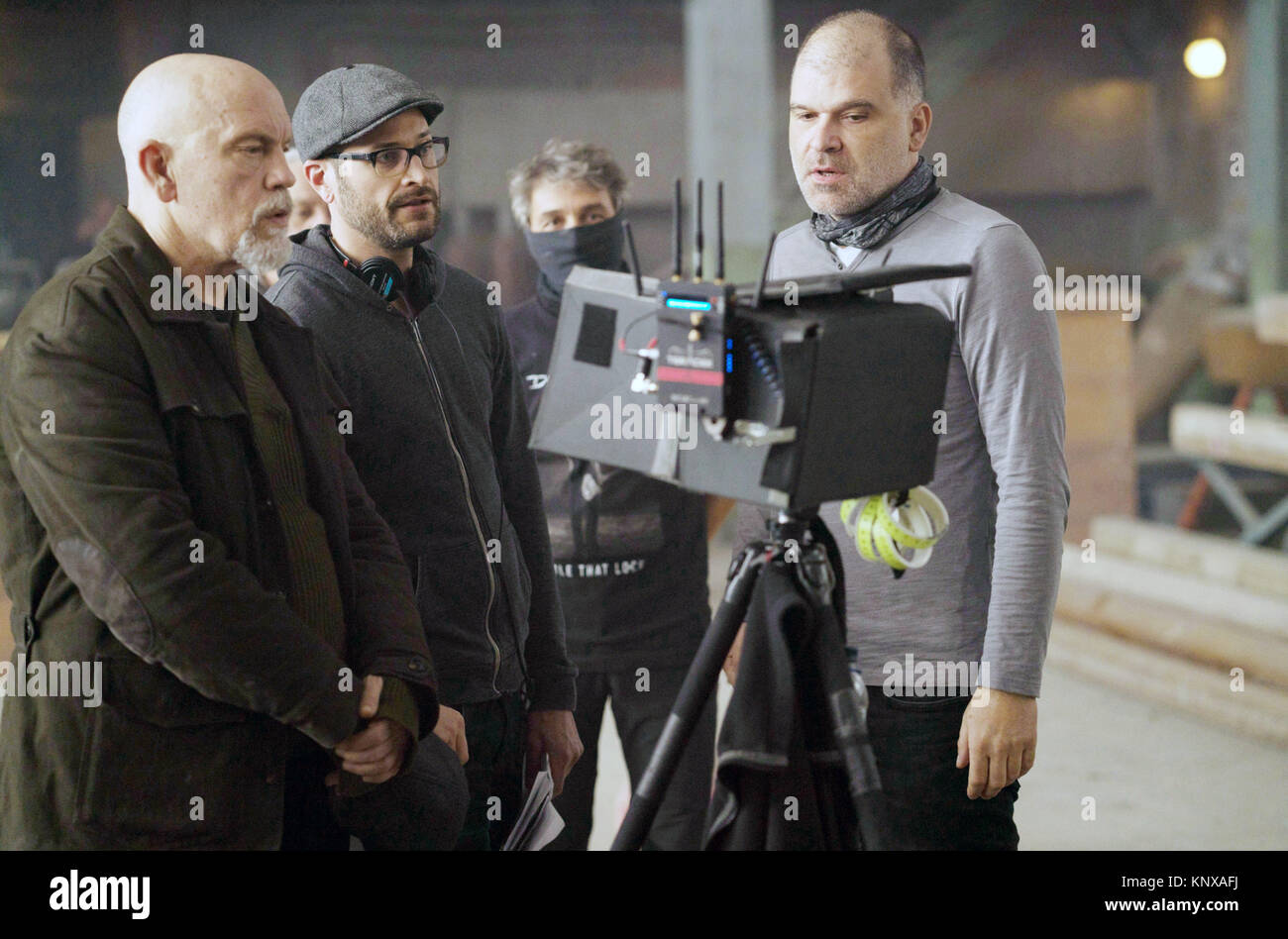 BULLET HEAD, at left, John Malkovich, director Paul Solet, on-set, 2017 ...