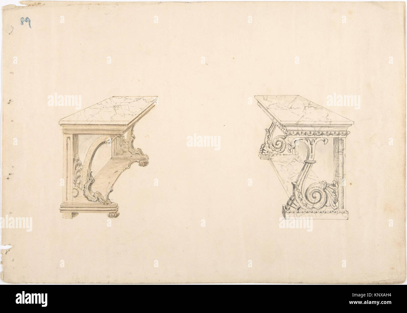 Design for Two Marble-topped Pier Tables MET DP807283 386890 Stock ...