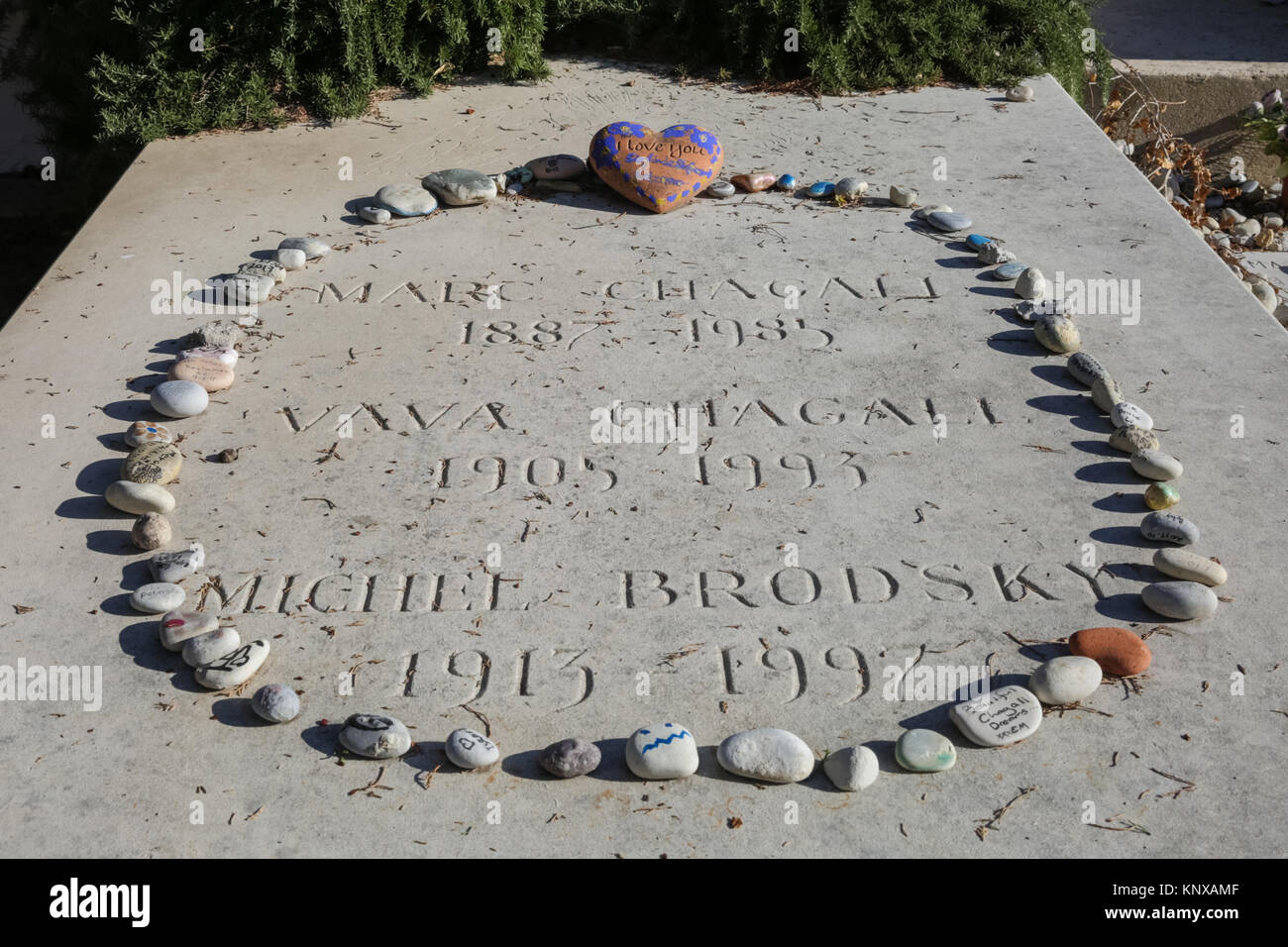 Grave stone of French painter Marc Chagall, Vava Chagall and Michel ...