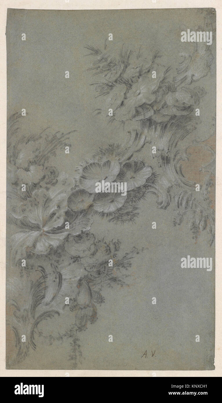 This design features floral motifs and rocaille ornaments, a decorative ...