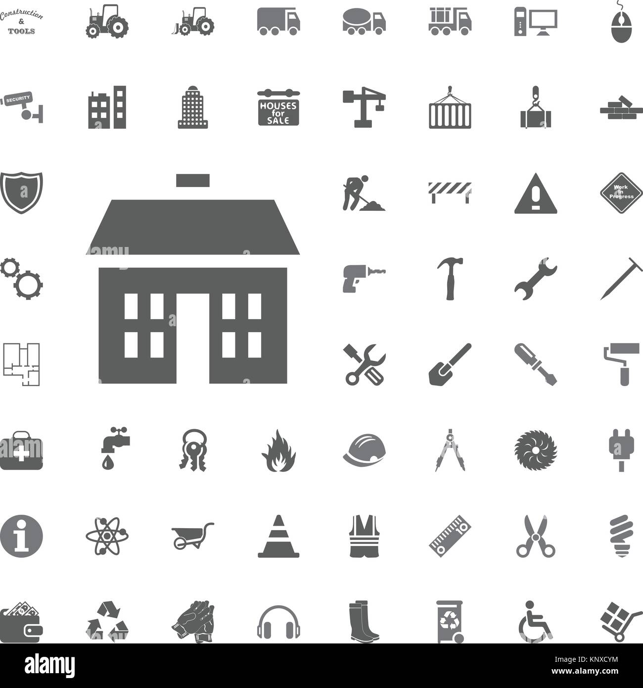 Building, house icon. Construction and Tools vector icons set Stock ...