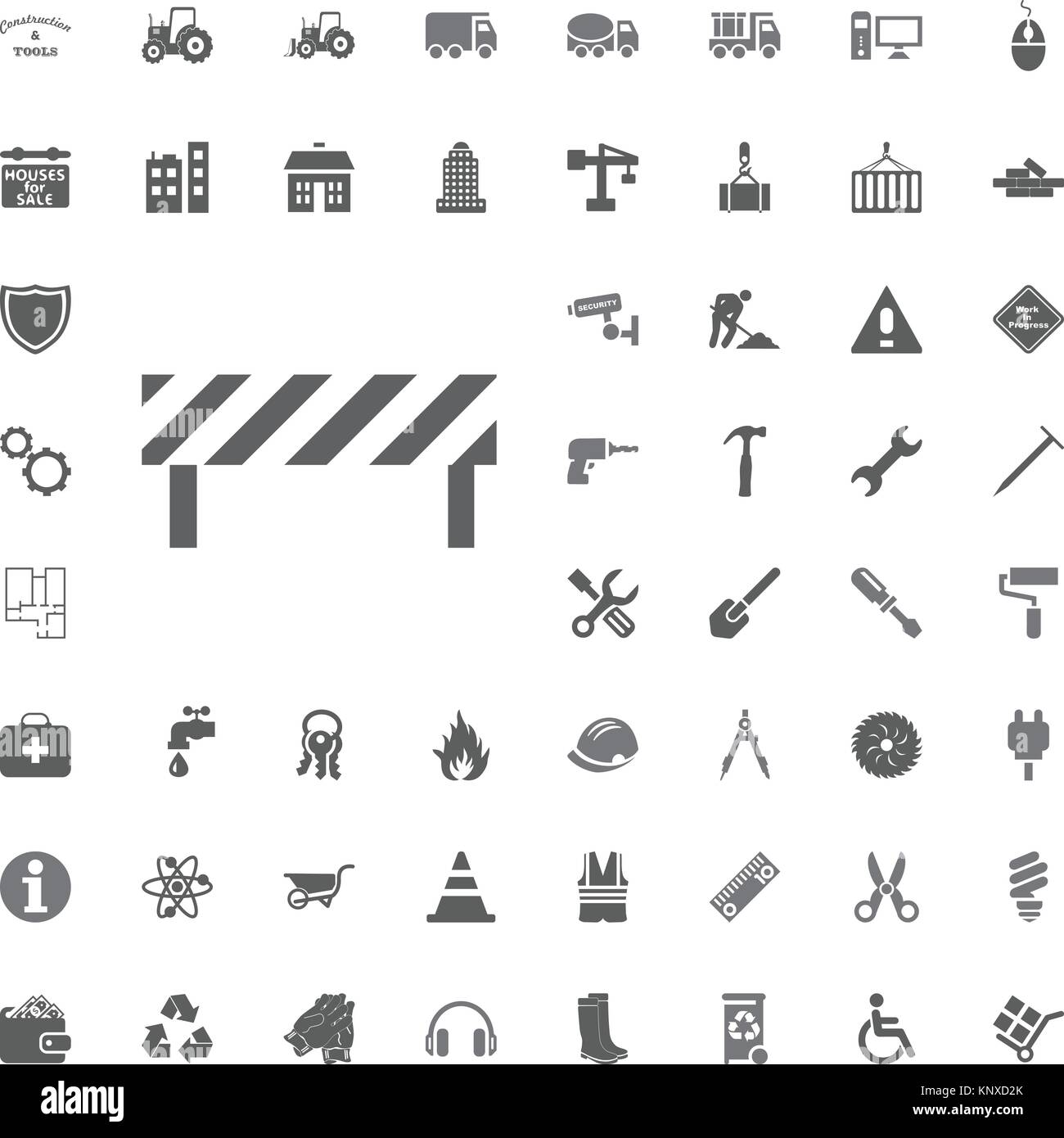 Construction side warning icon. Construction and Tools vector icons set ...