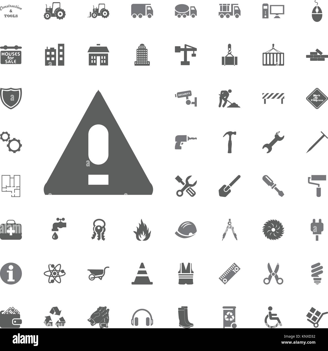 Construction side warning icon. Construction and Tools vector icons set ...