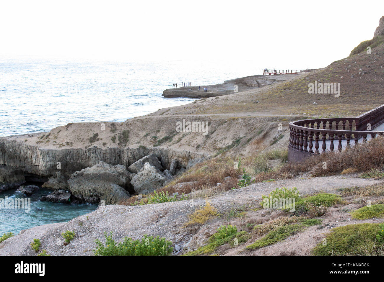 seaside or sea view of Oman beach deep water with rocks beautiful ...