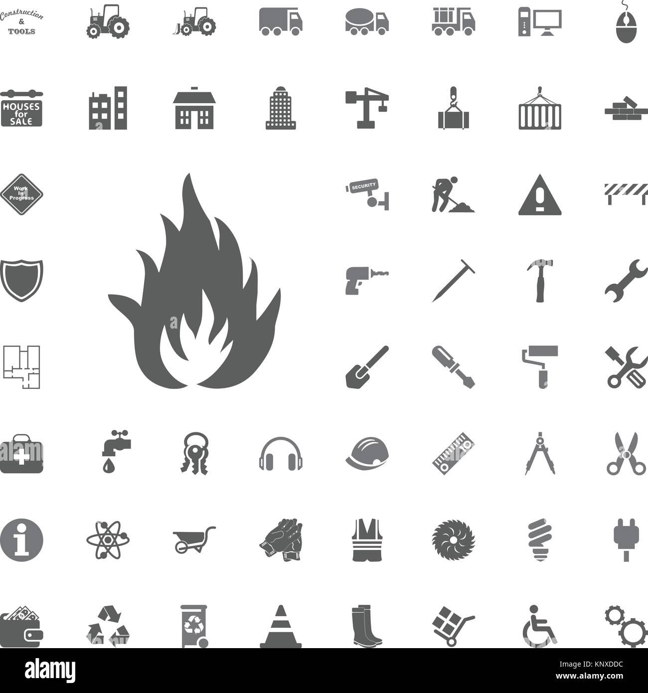 Fire icon. Construction and Tools vector icons set Stock Vector Image ...