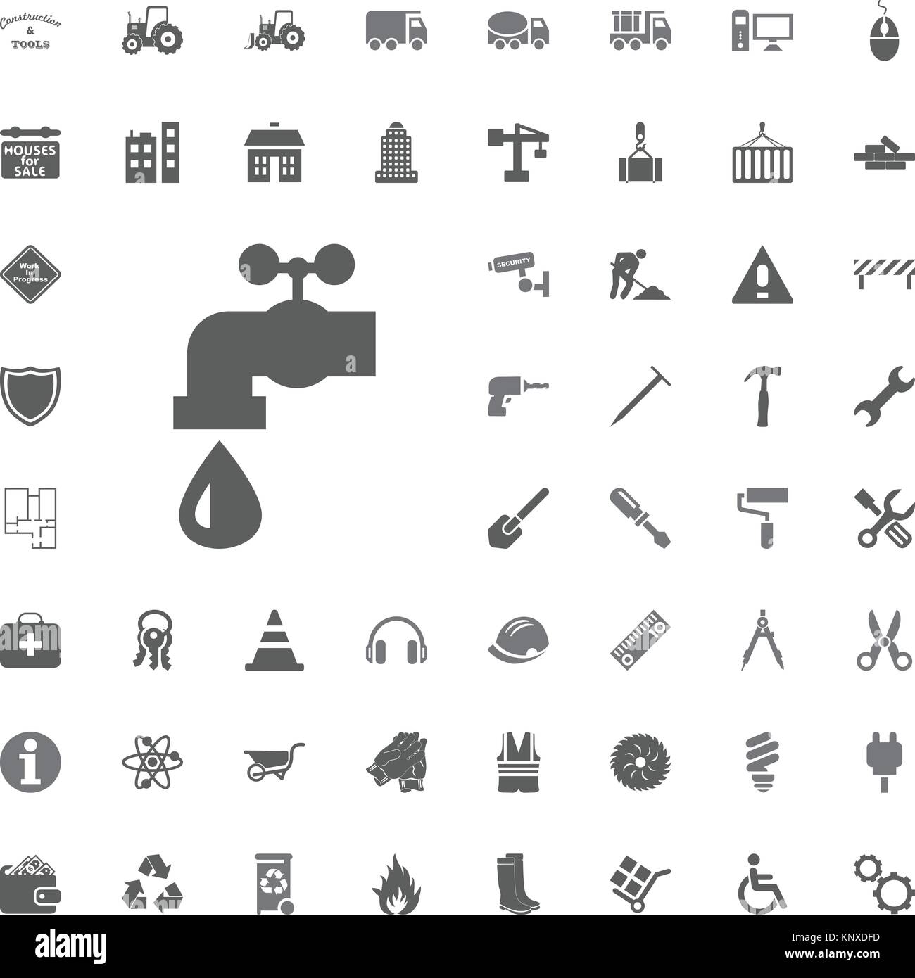 Water, tap icon. Construction and Tools vector icons set Stock Vector ...