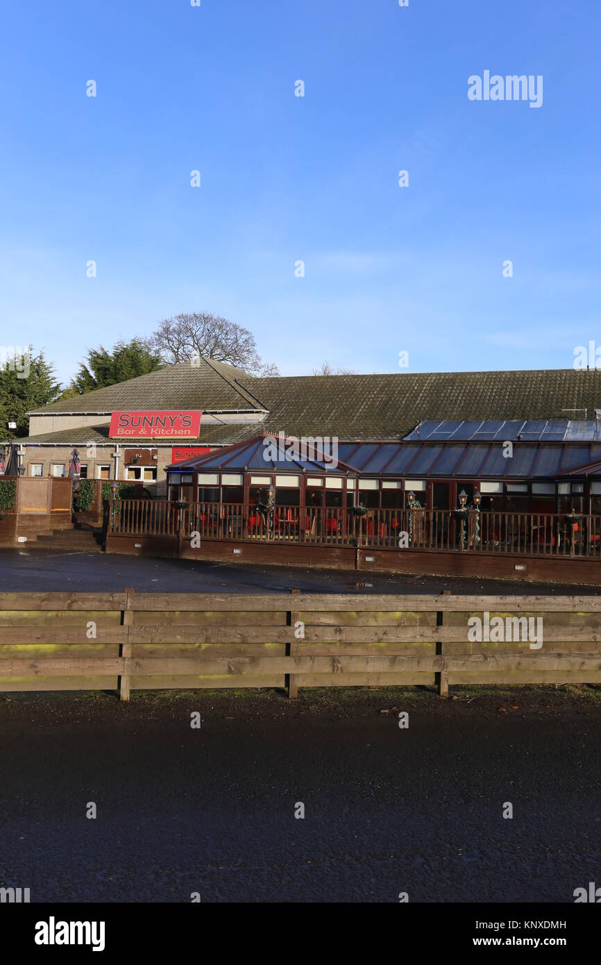 Exterior of Sunny's bar and restaurant Wellbank Angus Scotland December ...