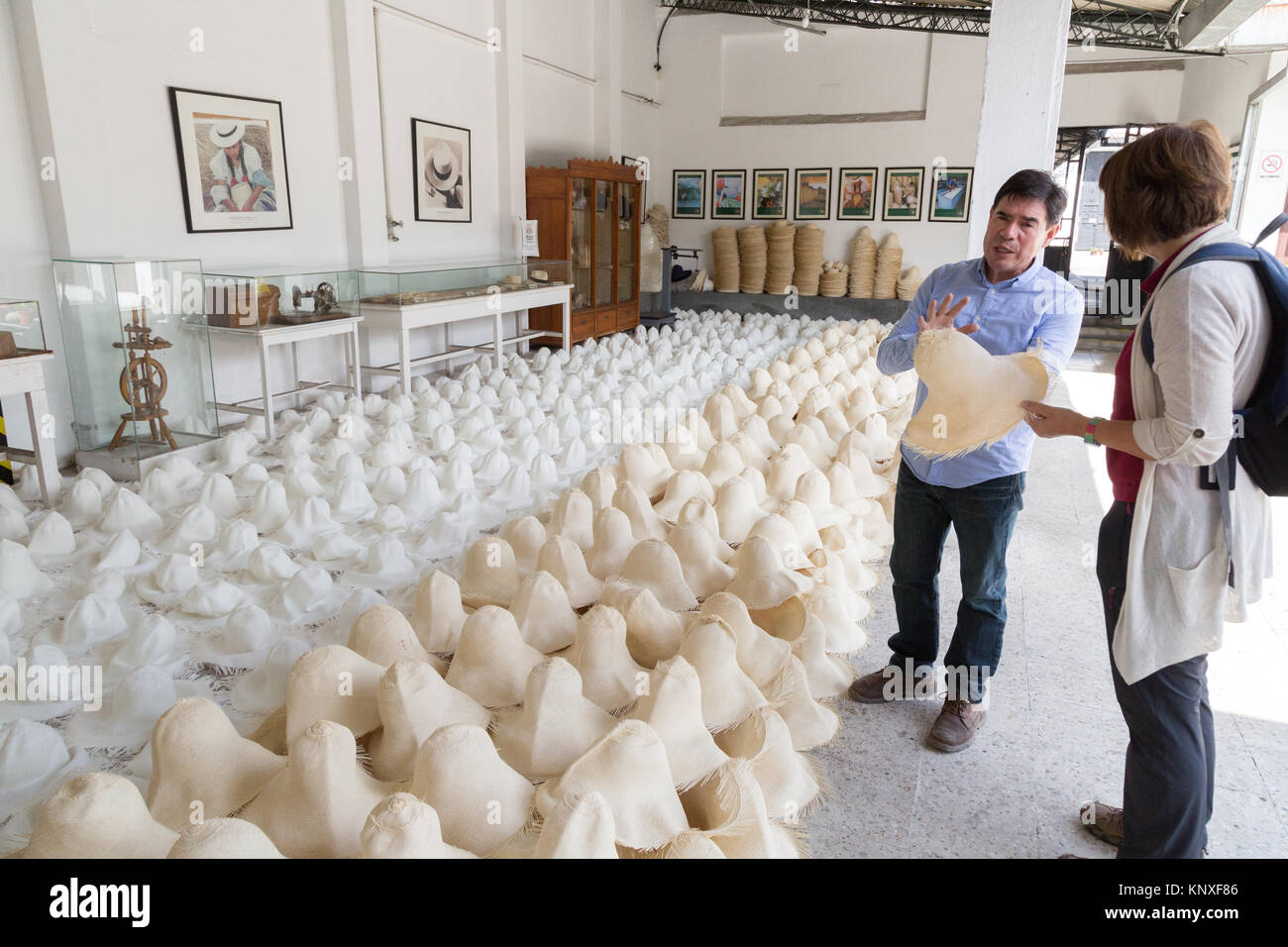 Panama hat factory, Cuenca, Ecuador, - tourist on a guided tour, Homero ...