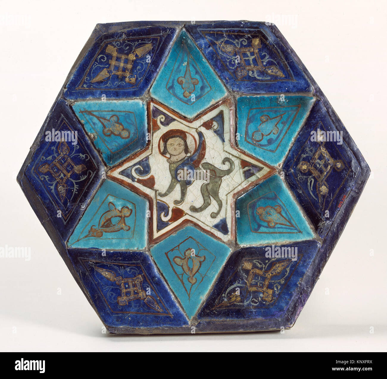 Hexagonal tile ensemble with sphinx from Konya, Turkey, ca. 1160–1170 ...