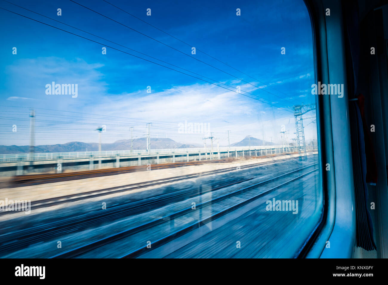 Railroad Tracks Seen Through Train Window Stock Photo - Alamy
