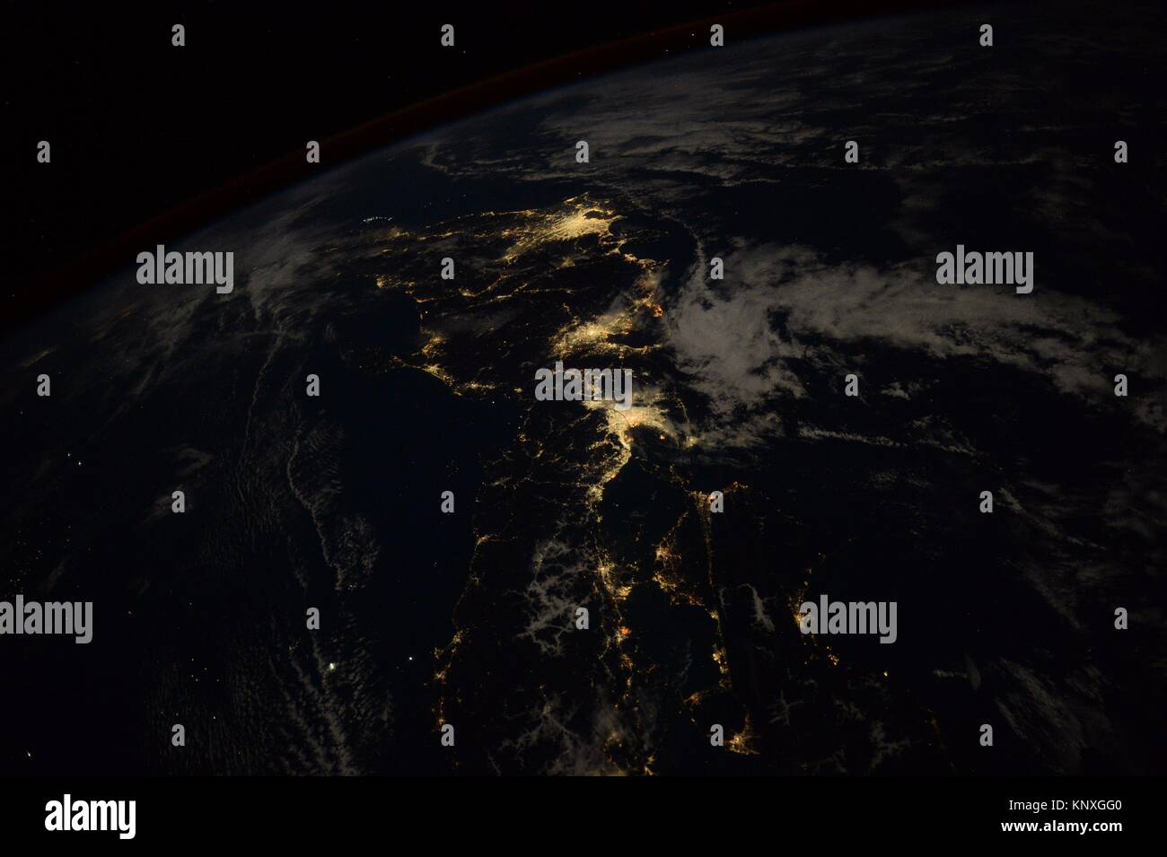 Night view of the islands of Japan as seen from the International Space ...