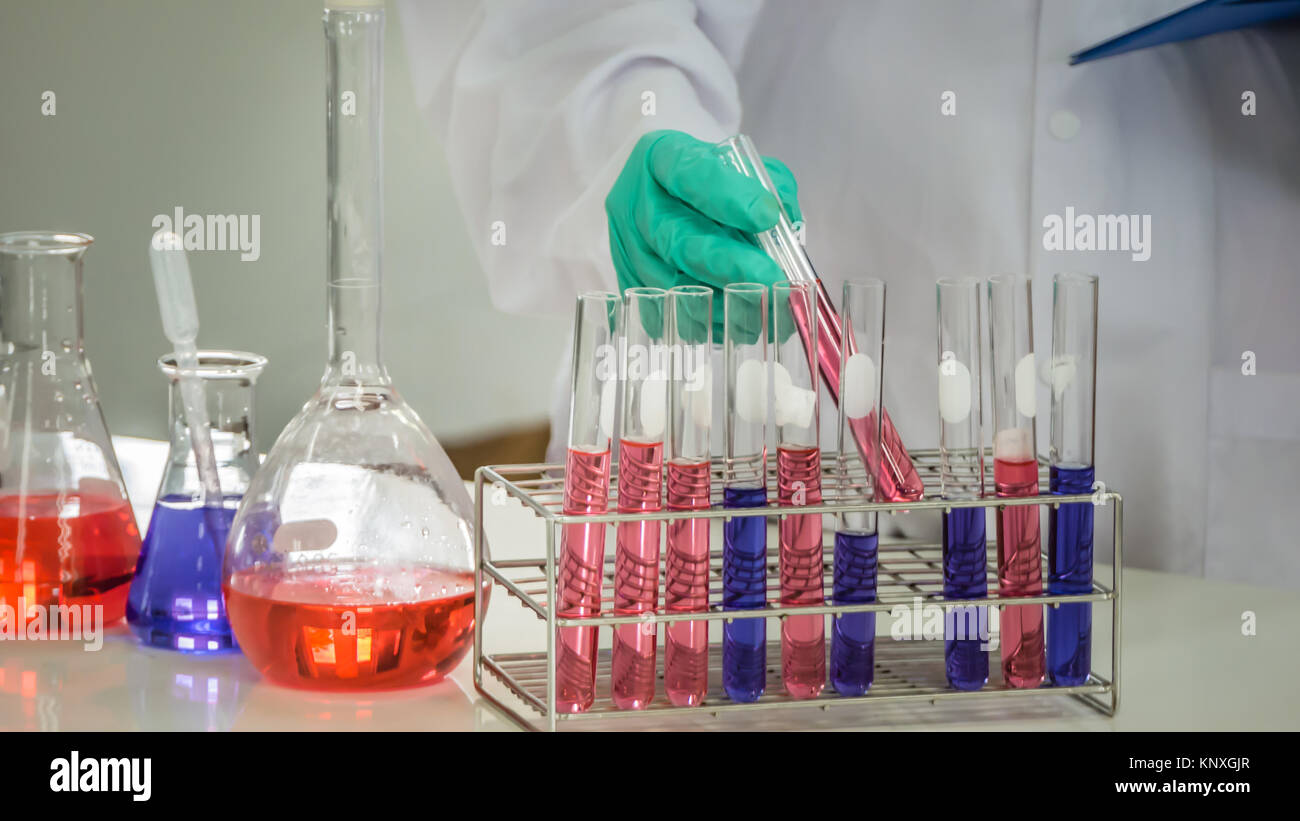 scientist with equipment and science experiments in laboratory Stock ...