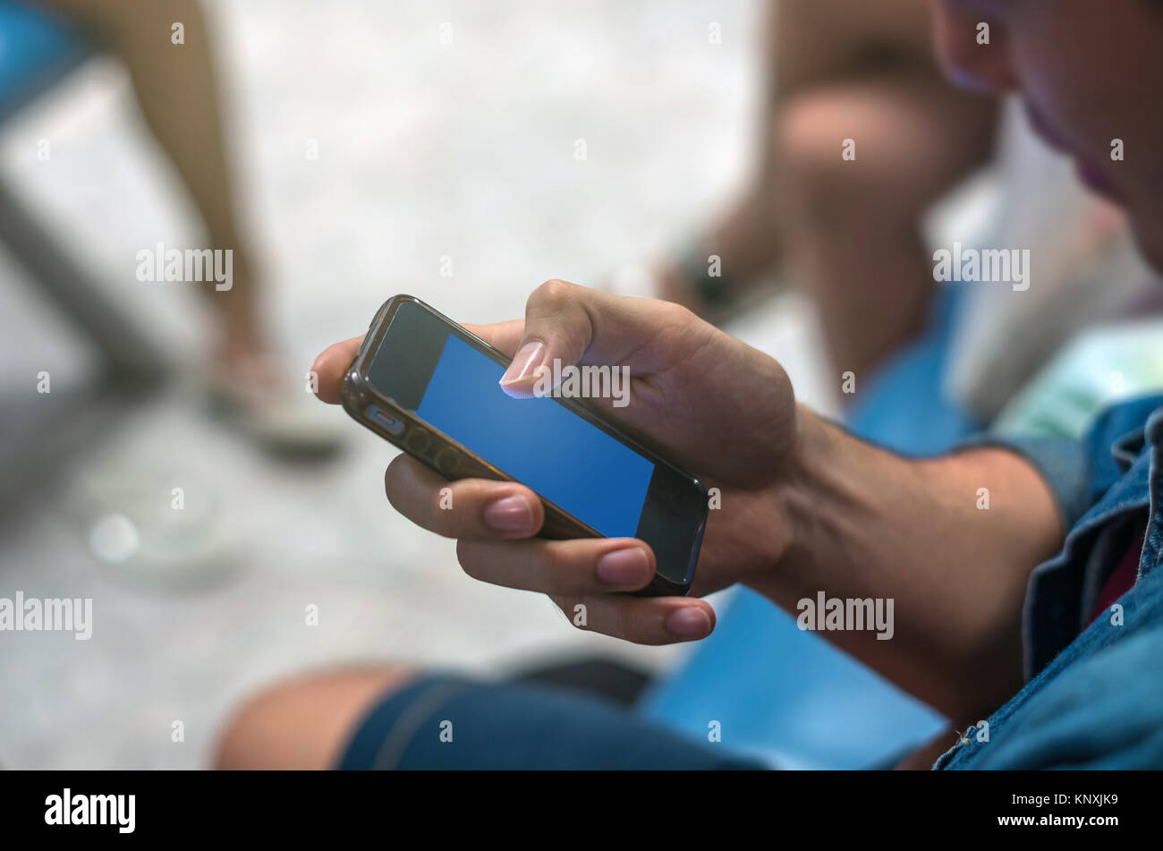 Hand touch on the screen of mobile phone, Shopping Online With smart ...