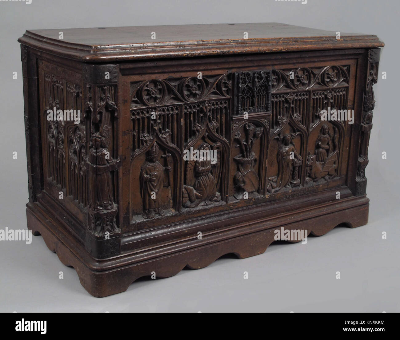 Medieval European chest constructed of wood with iron fittings. Example ...