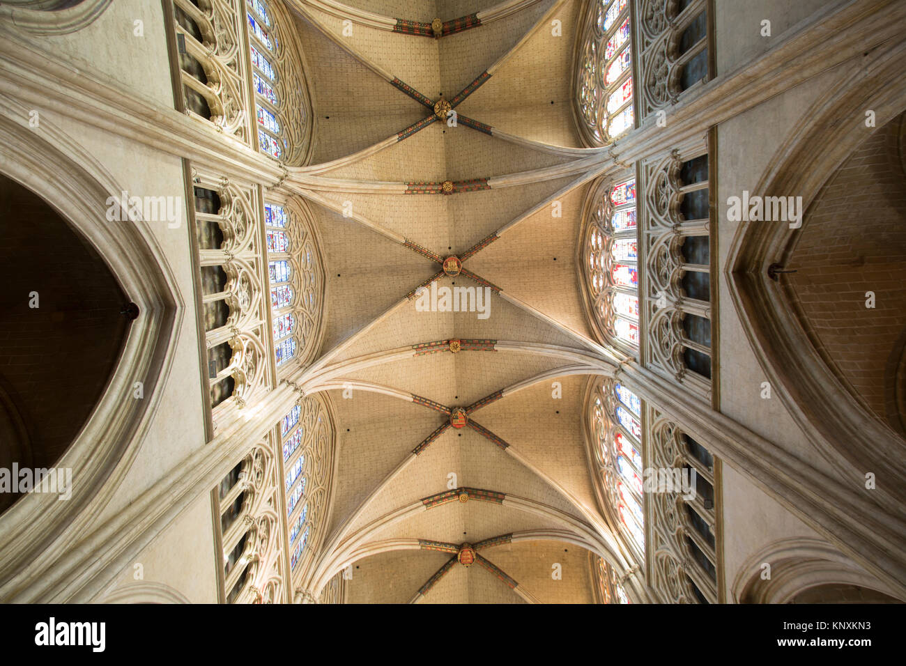 Ceiling and Stained Glass Windows, Cathedral Church; Bayonne; France ...
