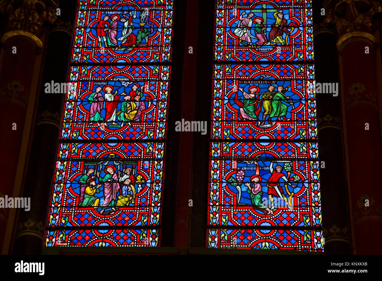 Stained Glass Window at Cathedral Church; Bayonne; France Stock Photo ...