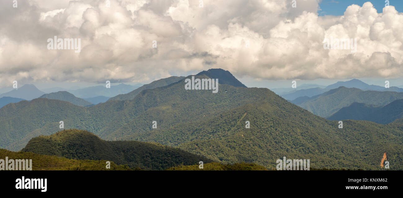 A band of cumulus clouds forming over the Cordillera del Condor on the ...